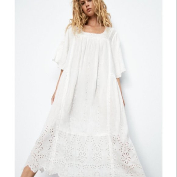 Zara | Dresses | Zara Tunic Dress With Cutwork Embroidery | Poshmark